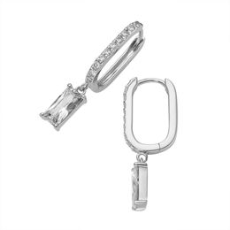 Paar Creolen Firetti "Schmuck Geschenk Silber 925 Ohrschmuck Ohrringe baquettef&ouml;rmig", silberfarben, kristallwei&szlig;, kristallwei&szlig;, Ohrringe, Damen, Silber 925 (Sterlingsilber), Paar Creolen, mit Zirkonia (synth.)
