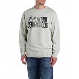 Sweatshirt Replay, Herren, Gr. XL, light mint melange, Sweatware, Obermaterial: 100% Baumwolle, bedruckt, regular fit, Rundhals, angesetztes B&uuml;ndchen, Sweatshirts Sweatshirt, mit Frontprint