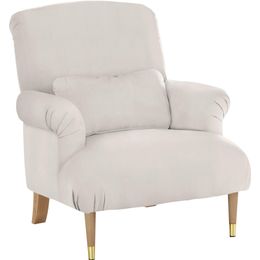 XXL-Sessel Home Affaire "Cholet Sessel", beige (creme uni), B:86cm H:95cm T:95cm, Baumwollmix (40% Baumwolle/60% Polyester), Sessel, XXL-Sessel, mit Zierkissen und Beinen aus Eiche, Bezugsqualit&auml;t: Baumwollmix, Big