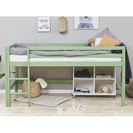 Hochbett Hoppekids "ECO Dream MY COLOR", gr&uuml;n (blasses gr&uuml;n), B:101cm H:105cm L:208cm, Kiefer massiv, Hochbetten, Hochbett, 90x200, umbaubar in Einzelbett, 4 Farben