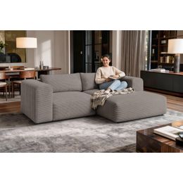 Ecksofa OTTO HOME "TIARRA Design-Sofa mit Ottomane recht/links bestellbar, Breite 241 cm", taupe, B:241cm H:76cm T:168cm, 100% Polyester, Sofas, Ecksofa, L-Form mit hochelastischer Schaum und Wellenunterfederung