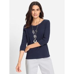 3/4-Arm-Shirt Inspirationen "3/4-Arm-Shirt", Damen, Gr. 38, blau (marine), 95% Baumwolle, 5% Elasthan, unifarben, Rundhals, Shirts 3/4-Arm-Shirt