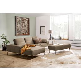 Ecksofa W.Schillig "run, Designsofa mit tollem Sitzkomfort, L-Form", beige (stone z73), B:299cm H:88cm T:178cm, Longlife Xtra-Leder Z73: Naturwalkleder der Luxusklasse aus den erlesensten Rohh&auml;uten. Hautst&auml;rke 1, 1 &ndash; 1, 3 mm;ROHLEDER Jacquard-Flachgewebe Q2 W60 (63% Polyester, 37% Polyacryl);ROHLEDER Chenille-Flachgewebe Q2 W77 (68% Polyacryl, 32% Polyester);Stoff S37 (100% Polyester), Sofas, Ecks