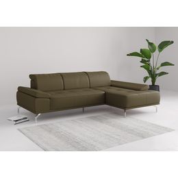 Ecksofa Home Affaire "Caluna", gr&uuml;n (olive), B:280cm H:81cm T:174cm, Sofas, Ecksofa, Inkl.Sitztiefenverstellung, wahlweise mit Kopf- und Armteilverstellung