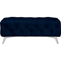 Polsterhocker Home Affaire "Glynis", blau (deep ocean), B:120cm H:45cm T:80cm, Struktur (100% Polyester);Samtoptik (100% Polyester), Hocker, Polsterhocker, aufw&auml;ndige Knopfheftung, moderne Chesterfield Optik, Fu&szlig;farbe w&auml;hlbar