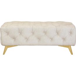 Polsterhocker Home Affaire "Glynis", beige, B:120cm H:45cm T:80cm, Struktur (100% Polyester);Samtoptik (100% Polyester), Hocker, Polsterhocker, aufw&auml;ndige Knopfheftung, moderne Chesterfield Optik, Fu&szlig;farbe w&auml;hlbar