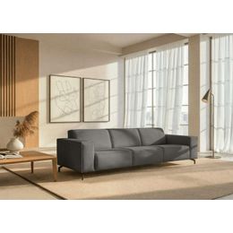 3-Sitzer Home Affaire "Lorcan 257 cm, weiches Sitzgef&uuml;hl", dunkelgrau, B:257cm H:77cm T:93cm, 85% PES, 15% NY, Sofas, 3-Sitzer, mit schwarzen Metallf&uuml;&szlig;en, Lederoptik und in weichem Strukturstoff