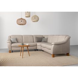 Ecksofa Home Affaire "Caldera L-Form", grau (hellgrau), B:270cm T:250cm, 100% Polyester, Sofas, Ecksofa, Federkern, wahlweise mit Kopfteilverstellung, Bettfunktion, Bettkasten