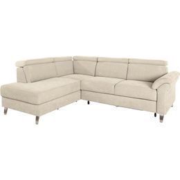 Sit & More Ecksofa SIT & MORE "Arngast L-Form", beige (creme), B:245cm H:84cm T:194cm, Sofas, Ecksofa, inklusive Kopfteilverstellung und Federkern