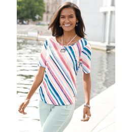 T-Shirt Casual Looks "Shirt", Damen, Gr. 50, bunt (mint, orchidee, bedruckt), 50% Baumwolle, 50% Modal, gemustert, gestreift, mehrfarbig, Rundhals, Shirts T-Shirt