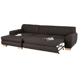 Ecksofa Home Affaire "Nika L-Form", braun, B:277cm H:84cm T:84cm, Struktur fein (100% Polyester);100% Polyester/ 85% Polyester+15% Polyacryl Melrose/Struktur, Sofas, Ecksofa, Polsterecke, Struktur fein oder Melrose/Struktur, mit Bettfunktion
