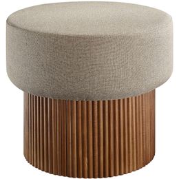 Stauraumhocker Salesfever "Ilovik Hocker mit abnehmbarer Sitzfl&auml;che &ndash; kompakter Design-Hocker", braun (walnuss, braun), B:50cm H:43cm T:50cm, MDF, Walnussholzfurnier, Strukturstoff (100% Polyester), Hocker, Stauraumhocker, Praktischer Pouf mit Stauraum, ideal f&uuml;rs Wohnzimmer