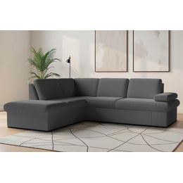 Sit & More Ecksofa SIT & MORE "Moreno L-Form, B: 238 cm", grau (dunkelgrau), B:238cm H:82cm T:202cm, 95% Polyester, 5% Polyamid, Sofas, Ecksofa, mit Armteilverstellung, optional Bettfunktion