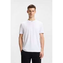 T-Shirt BOSS Green "Tee Rib", Herren, Gr. XL, wei&szlig; (wei&szlig;100), Single Jersey, Obermaterial: 95% Baumwolle, 5% Elasthan, unifarben, regular fit, Rundhals, eingesetzt abgesteppte Kante, Shirts T-Shirt, mit Logo am Ausschnitt