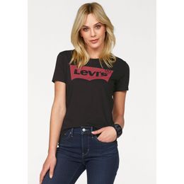 Levi's T-Shirt LEVI'S "THE PERFECT TEE", Damen, Gr. L (40), rot (batwing schwarz, rot), Single Jersey, Obermaterial: 100% Baumwolle, bedruckt, figurumspielend h&uuml;ftlang, Rundhals, Shirts T-Shirt, mit Logoprint, Topseller