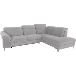 Ecksofa COTTA "Teresa L-Form", grau, B:293cm H:84cm T:232cm, Chenille (90% Polyester; 10% Polyamid );Struktur (100% Polyester ), Sofas, Ecksofa, mit Kopfteilverstellung, wahlweise mit Bettfunktion