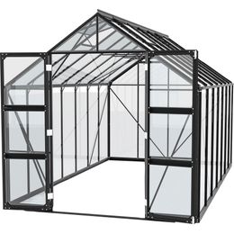 Gew&auml;chshaus Vitavia "Domus 11500", schwarz, B:257cm H:253,9cm T:449cm, Gew&auml;chsh&auml;user, Gew&auml;chshaus, Doppelschwingt&uuml;ren und bodentiefer T&uuml;rschwelle, 3 mm Sicherheitsglas