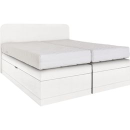Boxspringbett, wei&szlig;, B:195cm L:212cm, Box und Kopfteil: Microvelours (100% Polyester) oder Kunstleder (Polyurethan);Bezug der Obermatratze: 100% Polyester, Westfalia Schlafkomfort, Komplettbetten, Boxspringbett, wahlweise mit Bettkasten