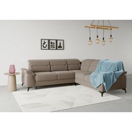 Sit & More Ecksofa SIT & MORE "Sinatra L-Form", grau (taupe), B:251cm H:85cm T:231cm, 90% Polyester, 10% Polyamid, Sofas, Ecksofa, optinal mit Kopfteilverstellung und Armteilfunktion, Metallf&uuml;&szlig;e