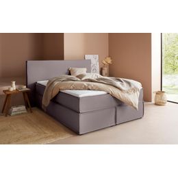 Boxspringbett "Yuma", grau (hellgrau), B:173cm L:213cm, 100% Polyester, LeGer Home by Lena Gercke, Komplettbetten, Boxspringbett, incl. Topper, in 4 Breiten, 3 Matratzenarten und je 2 H&auml;rtegraden
