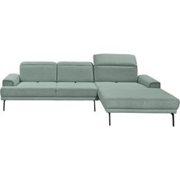Ecksofa Musterring "MR 4580", gr&uuml;n (mint), B:288cm H:79cm T:220cm, 100% Polyester, Sofas, Ecksofa, mit Kopf- und Sitztiefenverstellung, Metallfu&szlig; chrom, 288 x 193/220cm
