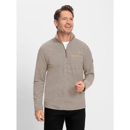 Langarmshirt Marco Donati "Langarm-Shirt", Herren, Gr. 48/50, beige (sesam, meliert), 100% Baumwolle, meliert, Shirts Langarmshirt