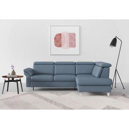 Sit & More Ecksofa SIT & MORE "Arngast L-Form", bunt (graublau), B:245cm H:84cm T:194cm, Sofas, Ecksofa, inklusive Kopfteilverstellung und Federkern