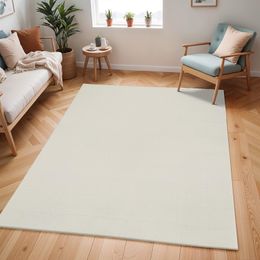 Teppich LIVABLISS "INCHON", beige (elfenbein), B:200cm H:14mm L:275cm, Kunstfaser, Teppiche, Teppich, Skandi Design, Modern Boho Kurzflor Wohnzimmerteppich, Schlafzimmer