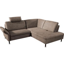 Ecksofa Alina "Janis", beige (taupe gdu 2), B:252cm H:108cm T:207cm, Microfaser Antiklederoptik (100% Polyester), Sofas, Ecksofa, inkl. Sitztiefenverstellung und Kopfst&uuml;tze