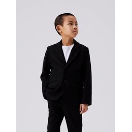 Sakko name it "NKMRIRAMEL BLAZER NOOS", Jungen, Gr. 122, schwarz, Web, Obermaterial: 64% Polyester, 32% Viskose, 4% Elasthan, unifarben, festlich, regular fit, Sakkos Sakko