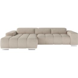 Ecksofa COTTA "Orion L-Form", nature, B:307cm H:73cm T:186cm, 90% Polyester, 10% Polyamid, Sofas, Ecksofa, mit 2x Kopfteilverstellung & 3 Nierenkissen