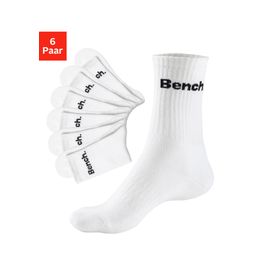 Tennissocken Bench., Damen, Gr. 47-48, wei&szlig; (6x wei&szlig;), Baumwollmischung, unifarben, elastisch, Socken Tennissocken, mit Fu&szlig; Polsterung, Topseller