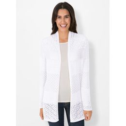 Strickjacke Inspirationen, Damen, Gr. 46, wei&szlig;, 60% Baumwolle, 40% Viskose, unifarben, Strickjacken Strickjacke
