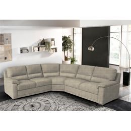 Ecksofa Egoitaliano "Doris, modernes Designerecksofa in hochwertigen Microfaserqualit&auml;ten", grau (opal grau), B:266cm H:90cm T:246cm, Luxus-Micofaser CASHMERE in Lederoptik (100% Polyester) ist ein neues technisches Gewebe mit einem visuellen und taktilen Aspekt, der dem Nubuk sehr nahe kommt, mit innovativen Eigenschaften. Seine au&szlig;erordentliche Weichheit kommt von einem exklusiven Produktionspro