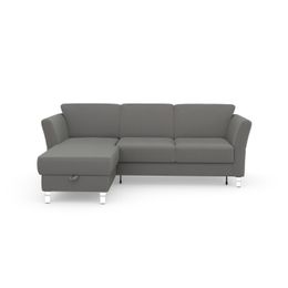 Sit & More Ecksofa SIT & MORE "Visby L-Form", grau, B:248cm H:87cm T:162cm, Sofas, Ecksofa, wahlweise mit Bettfunktion und Bettkasten, frei im Raum stellbar