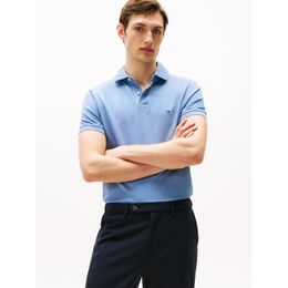 Poloshirt Tommy Hilfiger "1985 REGULAR POLO", Herren, Gr. M, blau (brisk blau), Piqu&eacute;, Obermaterial: 96% Baumwolle, 4% Elasthan, hoch geschlossener Ausschnitt, Shirts Poloshirt, aus Piqu&eacute;
