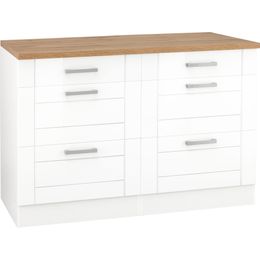 Unterschrank KOCHSTATION "KS-Tinnum", wei&szlig;, B:120cm H:85cm T:60cm, Holzwerkstoff, Schr&auml;nke, Unterschrank, 120 cm breit, Metallgriffe, MDF Fronten, mit 2 Schubk&auml;sten