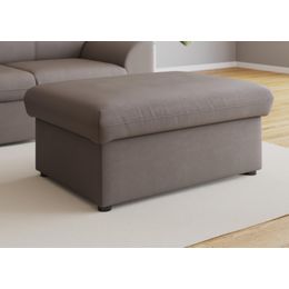 Hocker DOMO collection "Topper", braun (schlamm), B:93cm H:40cm T:69cm, Hocker, Hocker, mit Wellenunterfederung, auf Kunststoffgleitern