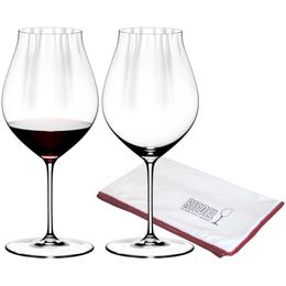 Rotweinglas "Pinot Noir Gl&auml;ser inkl. Poliertuch Performance 830 ml 2er Set transparent", bunt (transparent), Glas, RIEDEL THE WINE GLASS COMPANY, Trinkgef&auml;&szlig;e, Rotweinglas