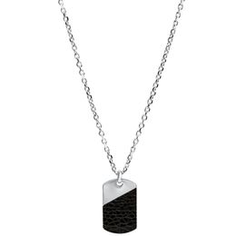 Kette mit Anh&auml;nger Firetti "Schmuck Geschenk Halskette Dog Tag", schwarz (edelstahlfarben, schwarz), Halsketten, Herren, Edelstahl, L: 55 B: 3mm, Kette mit Anh&auml;nger, B:3mm
