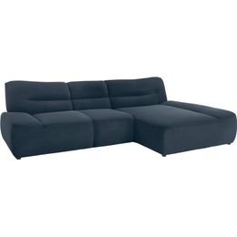 Ecksofa DOMO collection "Cesena moderne Polsterecke mit flachen Armlehnen, L-Form", blau (dunkelblau), B:288cm H:81cm T:175cm, Sofas, Ecksofa, fester Sitzkomfort, frei im Raum stellbar