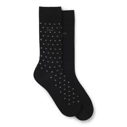 Businesssocken BOSS "2P RS Mini Iconic", Herren, Gr. 43-46, schwarz (schwarz 001), Baumwollmischung, unifarben, elastisch, Socken Businesssocken, Socken Pack aus 1x uni und 1x minimalistisches Muster