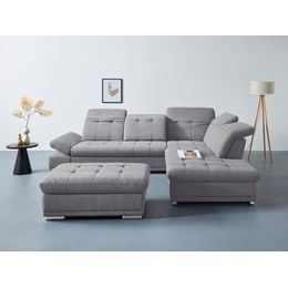 Ecksofa COTTA "Holiday L-Form mit Sitztiefen-, Armteil- und Kopfteilverstellung", grau (anthrazit), B:310cm H:86cm T:265cm, 100% Polyester, Sofas, Ecksofa, wahlweise mit Bettfunktion & Bettkasten