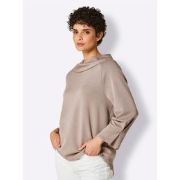 Sweatshirt CREATION L PREMIUM, Damen, Gr. 44, grau (taupe), 50% Modal, 44% Polyester, 6% Elasthan, unifarben, Sweatshirts Sweatshirt