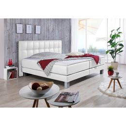 Boxspringbett Home Affaire "Tavira", grau (taupe), B:147cm L:208cm, Komplettbetten, Boxspringbett, in 4 Breiten, 4 Farben und 3 Matratzenarten, incl. Topper