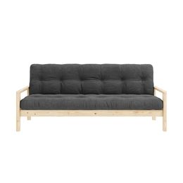 Schlafsofa Karup Design "KNOB", schwarz (charcoal), B:205cm H:79cm T:95cm, Matratzenmaterialzusammensetzung: Futonmatratze mit Knopfheftung, H&ouml;he 14 cm, aus recyceleten Mischfasern mit einem Kern aus 4 cm Schaumstoff. Matratzenf&uuml;llung: Baumwoll-Mix-F&uuml;llung 90-95% Baumwolle und 5-10% Polyester. Bezug: 100% Polyester, Sofas, Schlafsofa, mit Futonmatratze, verschiedene Farben, FSC-zertifiziert, Kiefe
