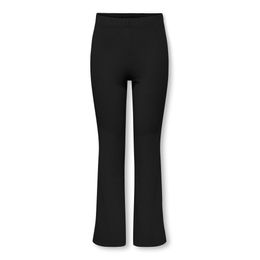 Leggings KIDS Only "KOGFEVER RIB FLARED PANTS CP JRS NOOS", M&auml;dchen, Gr. 128, N-Gr, schwarz, Jersey, Obermaterial: 95% Polyester, 5% Elasthan, unifarben, bootcut fit normal, Hosen Leggings, Topseller