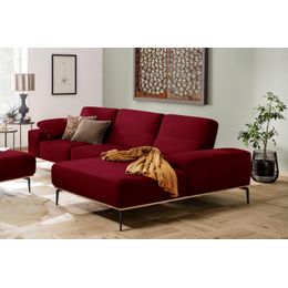 Ecksofa W.Schillig "run, Designsofa mit tollem Sitzkomfort, bequem, L-Form", rot (merlot w82), B:319cm H:88cm T:178cm, Longlife Xtra-Leder Z73: Naturwalkleder der Luxusklasse aus den erlesensten Rohh&auml;uten. Hautst&auml;rke 1, 1 &ndash; 1, 3 mm;ROHLEDER Jacquard-Flachgewebe Q2 W60 (63% Polyester, 37% Polyacryl);ROHLEDER Chenille-Flachgewebe Q2 W77 (68% Polyacryl, 32% Polyester);Stoff S37 (100% Polyester), Sofa