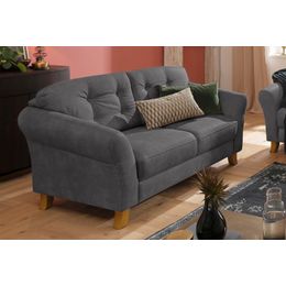 3-Sitzer Home Affaire "Trondheim", grau (anthrazit), B:192cm H:89cm T:90cm, Struktur weich ( 97% Polyester, 3% Baumwolle);Luxus-Microfaser ALTARA NUBUCK (100% Polyester);Luxus-Microfaser Lederoptik (100% Polyester), Sofas, 3-Sitzer, mit Federkern, Knopfheftung im R&uuml;cken
