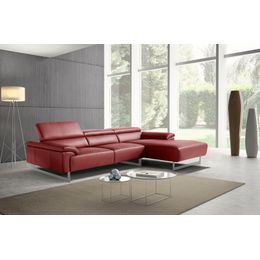 Ecksofa Egoitaliano "Malika, edel und bequem, Designsofa mit hochwertigen Bez&uuml;gen, L-Form", rot (burgundy), B:287cm H:94cm T:165cm, Leder &raquo;BULL&laquo; (echtes Rindsleder). Geschliffenes, pigmentiertes und behandeltes Rindsleder mit einer Dicke von 1, 3-1, 5 mm. Dieses Leder zeigt eine ziemlich weiche Hand mit einem halb undurchsichtigen Aussehen. Es handelt sich um ein gesch&uuml;tztes Leder. Eine leichte De